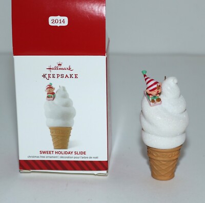 2014 Hallmark SWEET HOLIDAY SLIDE Elf Ice Cream Cone Keepsake Ornament ...