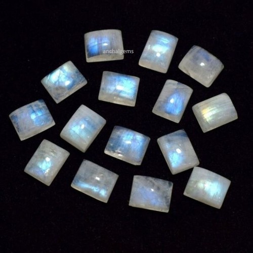 7X5MM-11X9MM NATURAL RAINBOW MOONSTONE OCTAGON SHAPE FLAT BACK CABOCHON ...