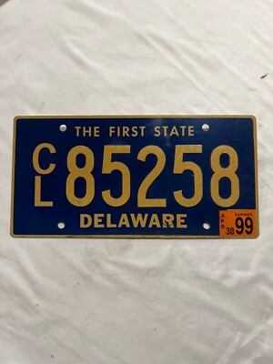 1 LICENSE PLATE PLATES DELAWARE 1999 CL 85258 RIVETED NICE | eBay