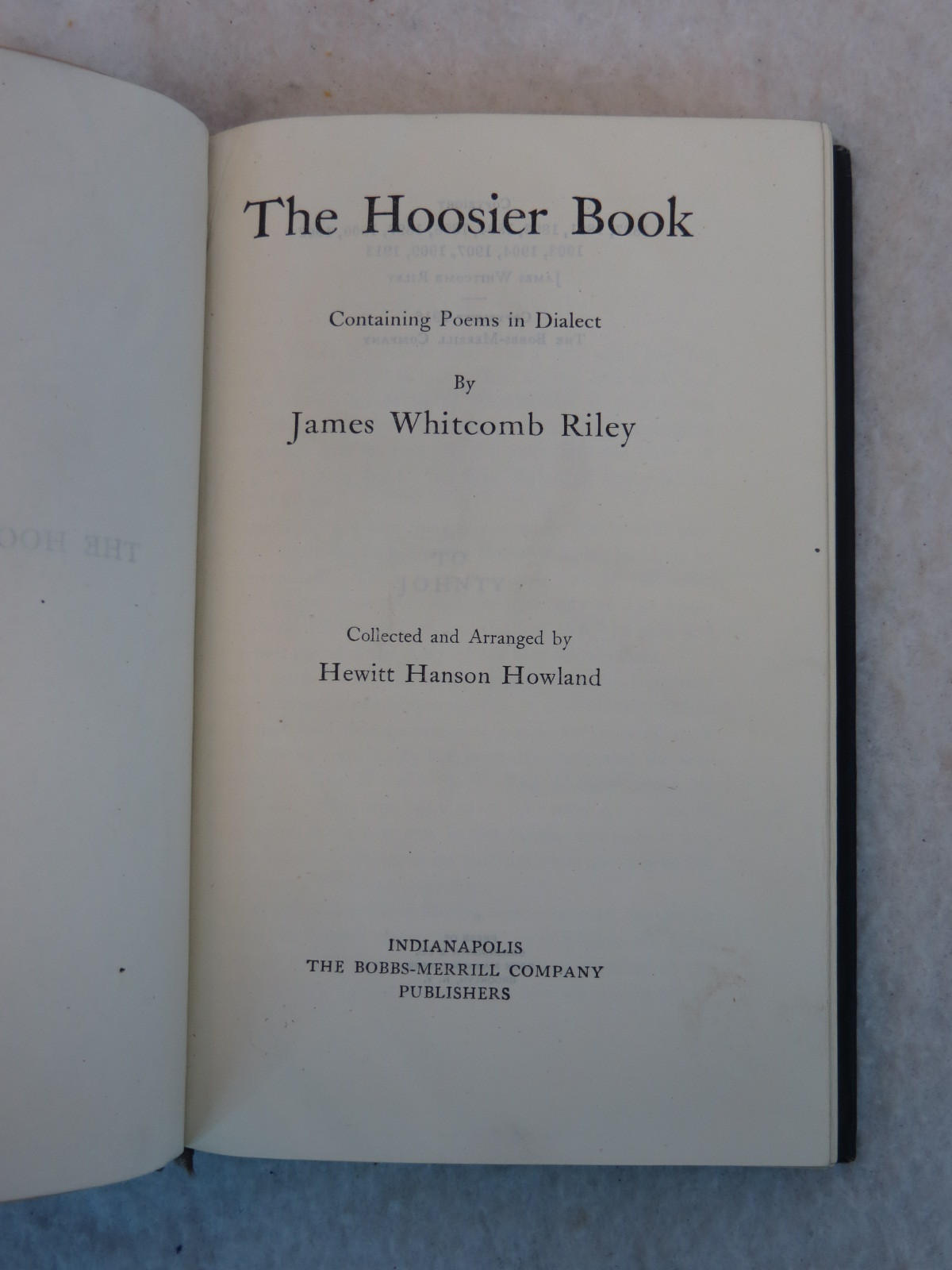 James Whitcomb Riley THE HOOSIER BOOK Bobbs-Merrill c.1916 | eBay