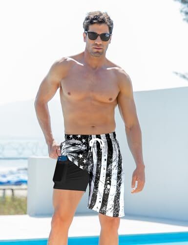 Men's Funny Swim Trunks with Compression Liner 2 in XX-Large American ...