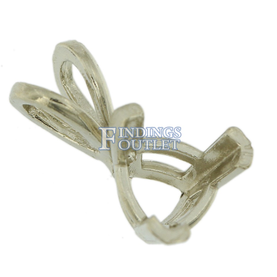 14K White Gold Trillion Pendant Setting Rabbit Ear Bail Mounting 0.12ct ...