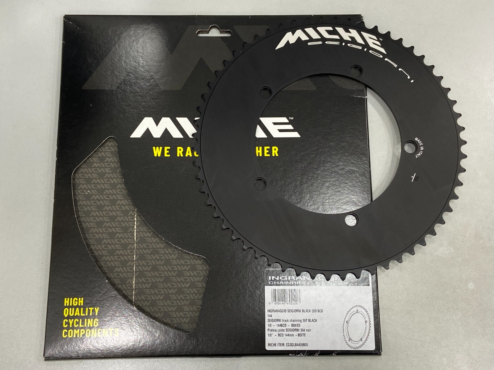 Miche (Seigiorni) BCD144x5 1/8 Single Speed Track Chainring (Black) 59T ...