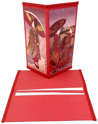 Japanese Rice Paper Wallet Two-Fold Geisha Rainy Snowy Umbrella Made in ...