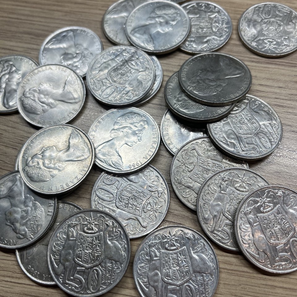 1966 Round 50 Cent Coin - 80% Silver Highly Collectable - Australian ...
