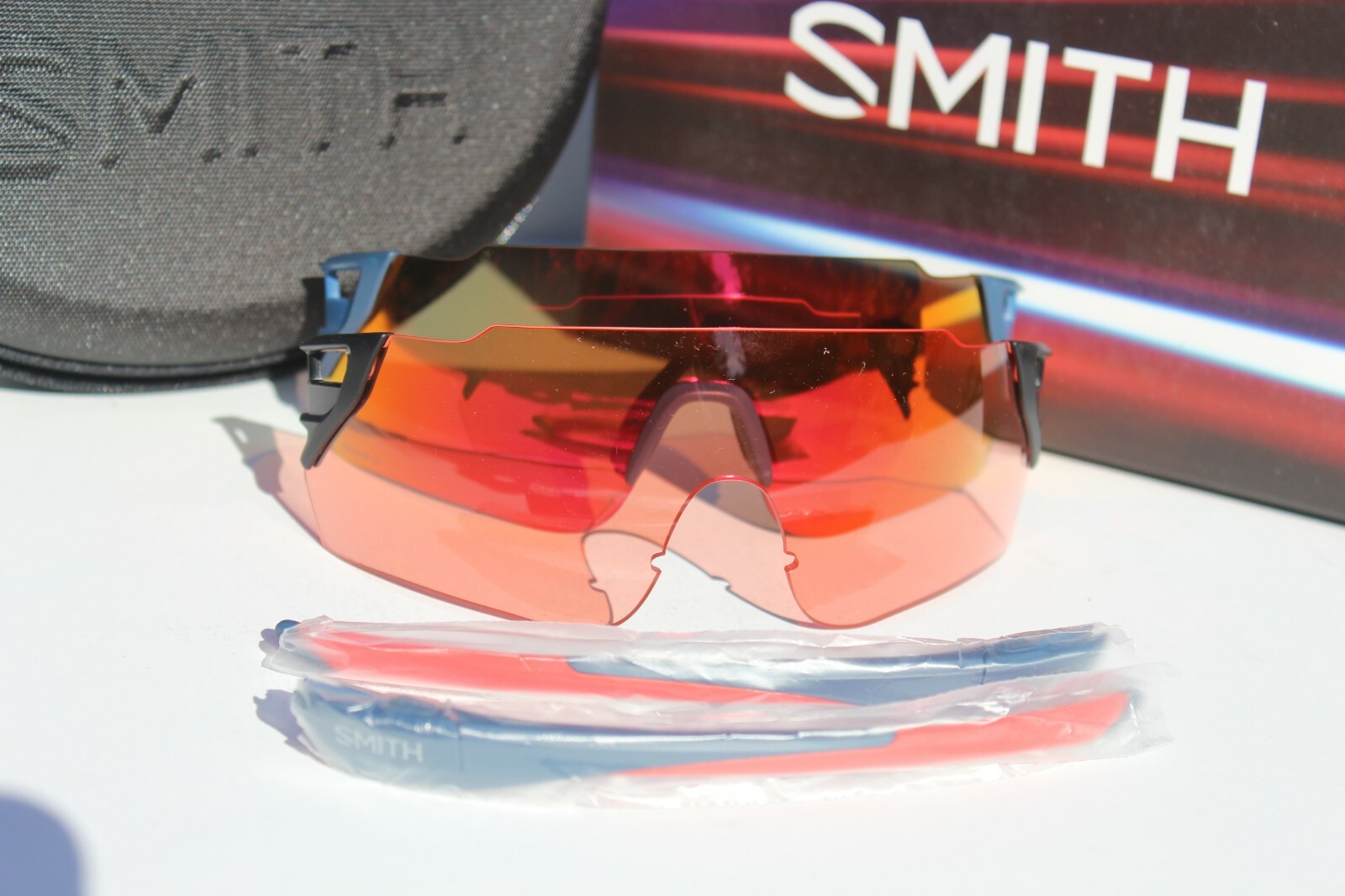 SMITH OPTICS Attack Max Sunglasses ChromaPop Matte Blue/Red Mirror 2 ...
