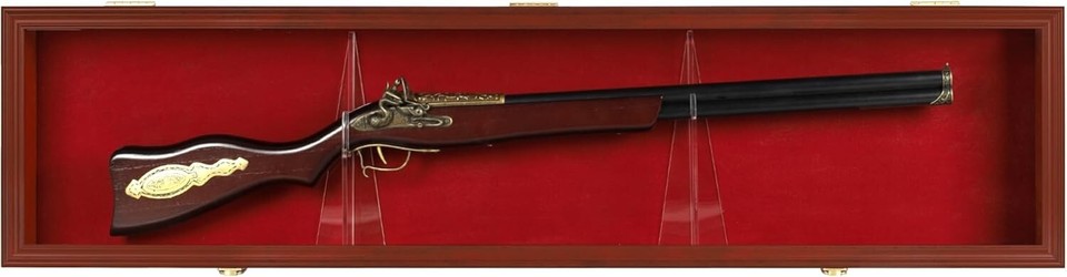 Gun Display Case Rifle 44" Mahogany & RED Wood Shotgun Rack Cabinet ...