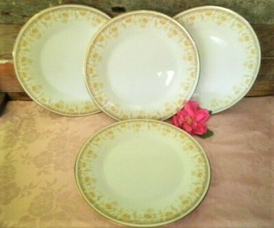 VINTAGE DINNER PLATES X4 YELLOW GOLD NORITAKE ISADORA 2059 27CM 2 SETS ...