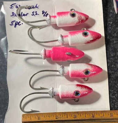 5 oz. Spire Point Jig, powder coated Hot Pink & White, set of 5 | eBay