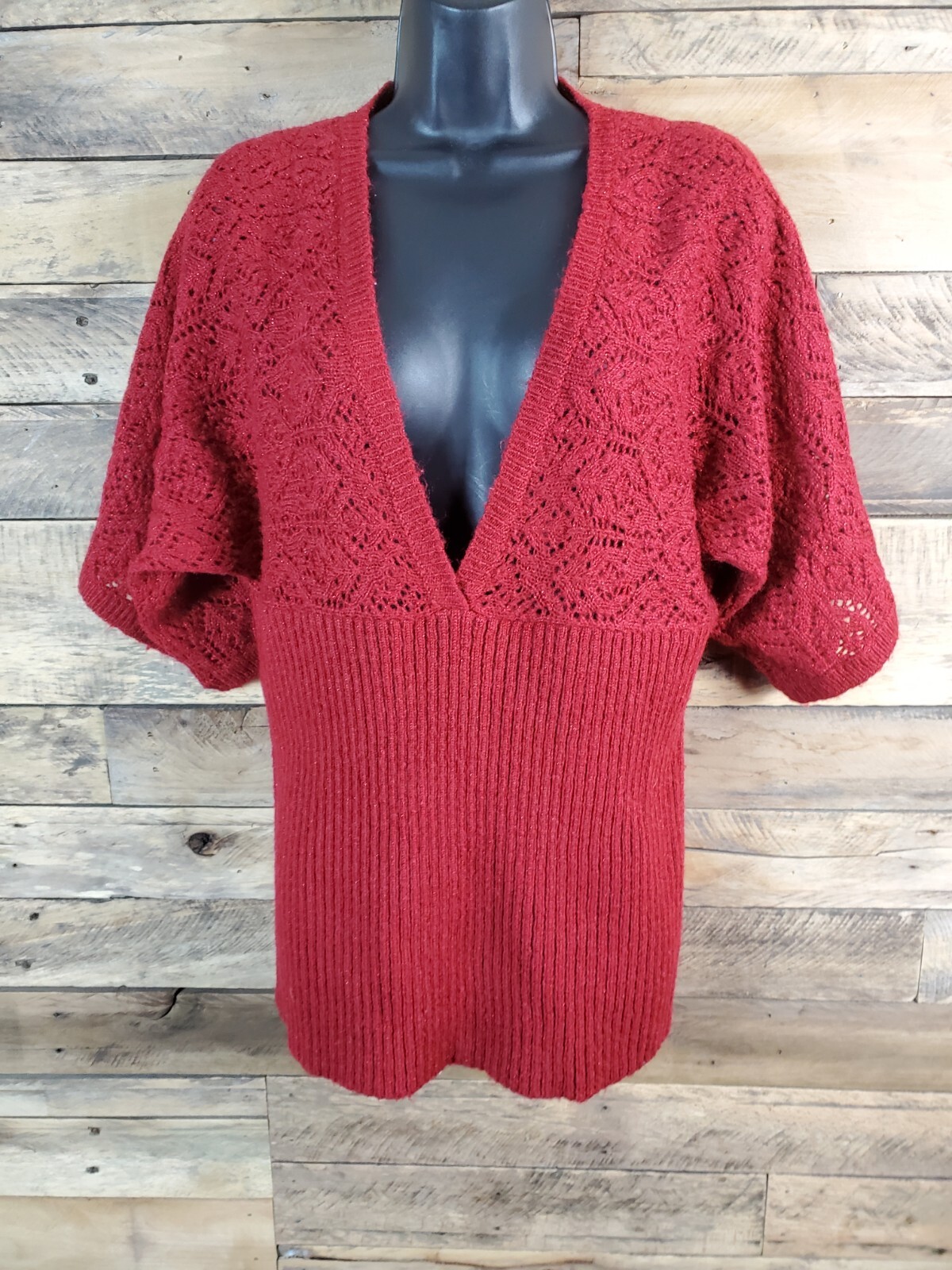 A New Approach Pullover Sweater Red XL Short Sleeve Chest 34" Length 25 ...