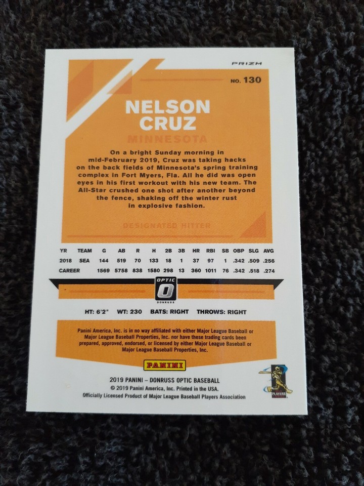 2019 Donruss Optic Nelson Cruz Minnesota Twins Prizm Baseball Card #130 ...