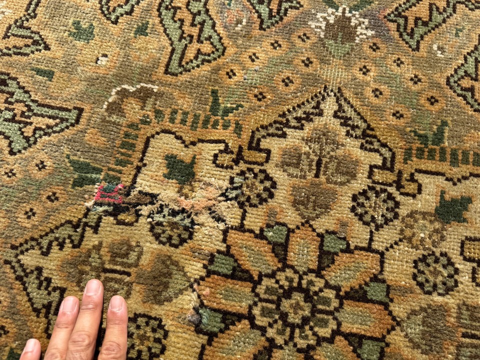8x11 ANTIQUE RUG HAND-KNOTTED VINTAGE ORIENTAL handmade persimmon rust ...