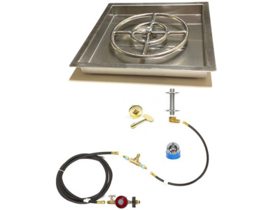 316 Stainless 12” Fire Ring Deluxe Propane Fire Pit/ Table Kit W/ 16x16 ...