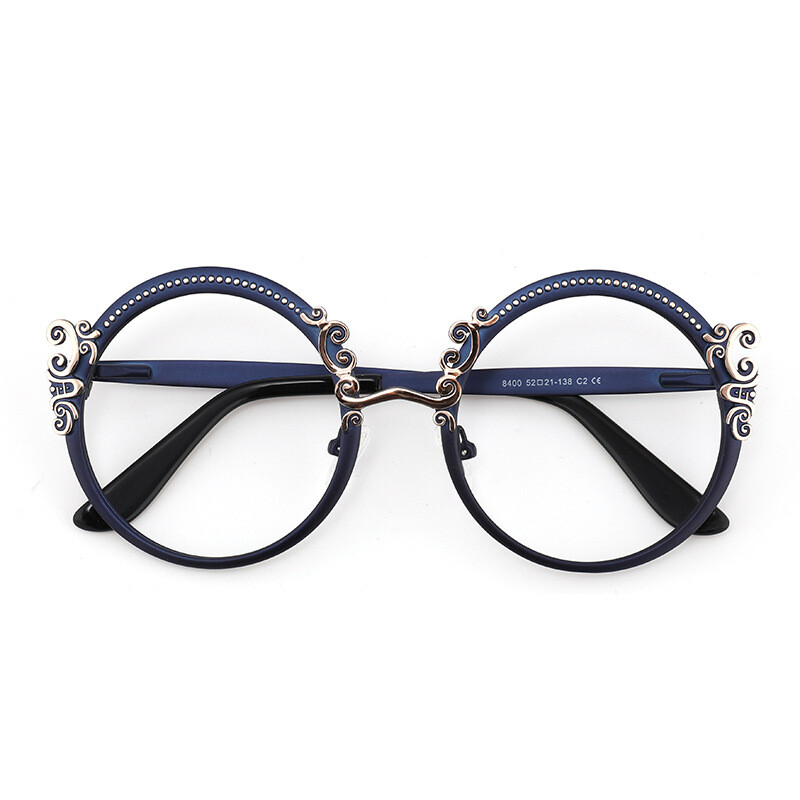 Personality Retro Round Metal Eyeglass Frames Women Fashion Glasses ...