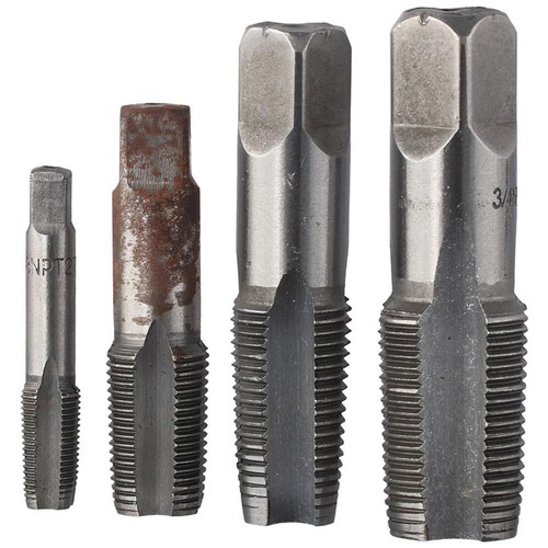4Pcs Steel NPT Pipe Tap Set Hand Straight Flute Taps Metal Working ...