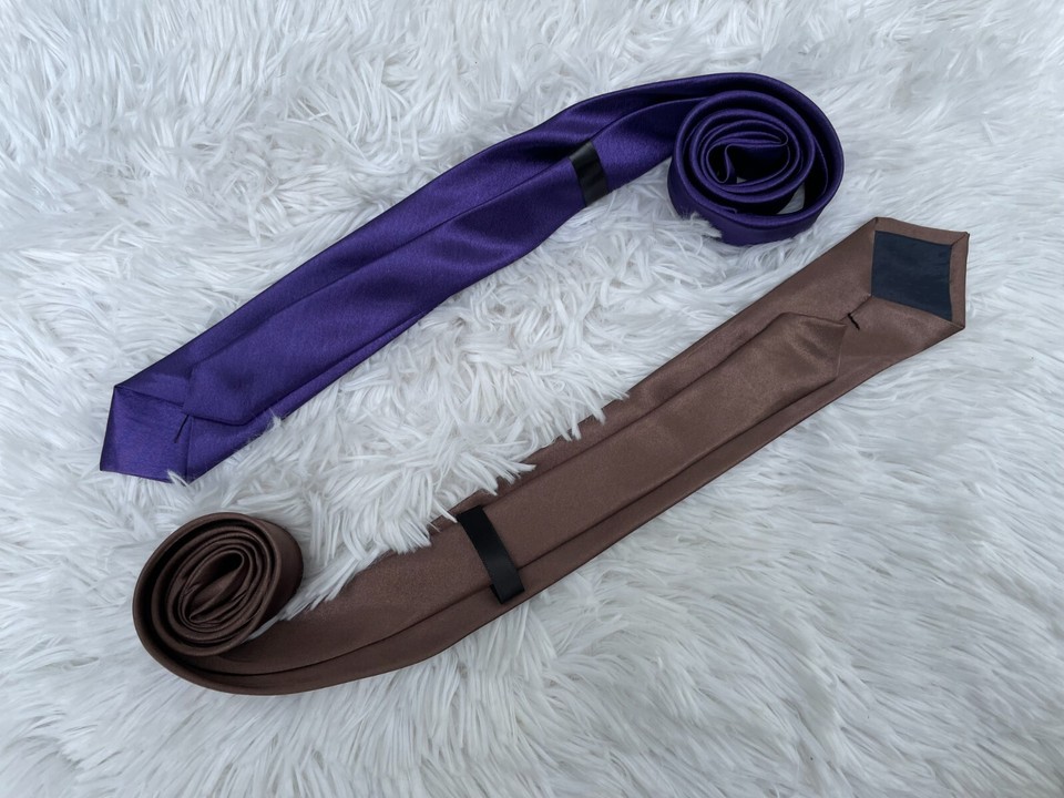 Men Tie Fashion Neck Tie Slim Fit Purple/Brown Ties Lot of 2 Ties | eBay
