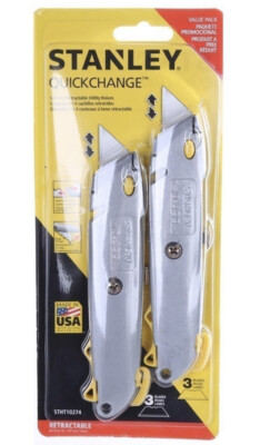 6 x STANLEY Twin Pack Quick Change Retractable Utility Knives(12 KNIVES ...