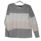 Doe and Rae Gray Pink Knit Sweater Womens Size L Ruffles Colorblock ...