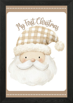 My First Christmas Santa Illustrati Framed Wall Art Poster Canvas Print ...