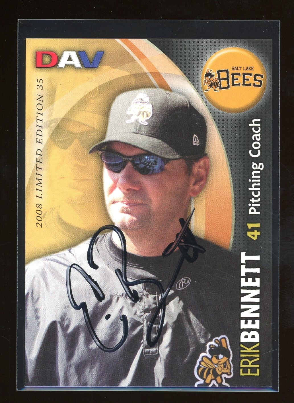 2008 Salt Lake Bees DAV ERIK BENNETT Signed Card autograph AUTO ANGELS ...