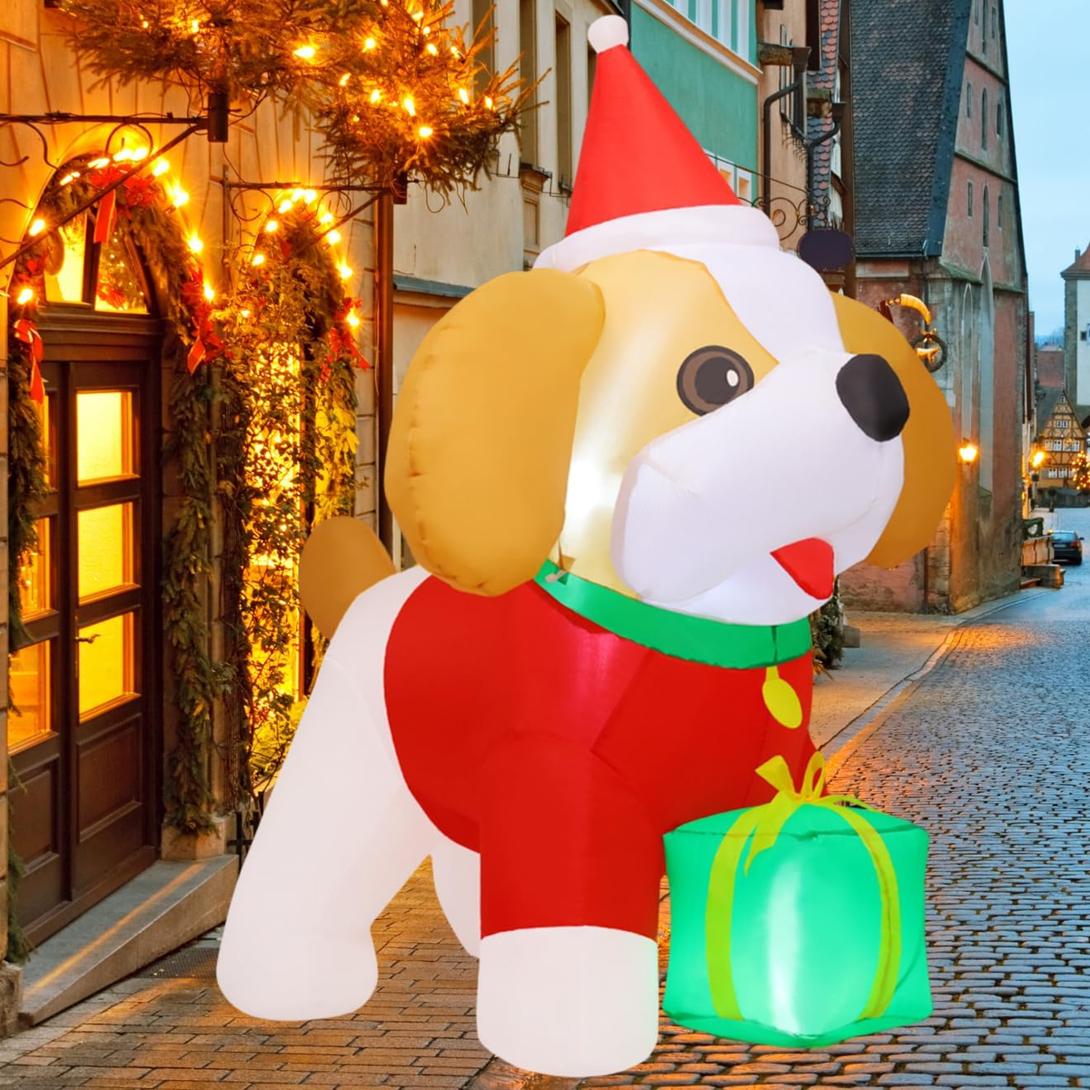 Dog Outdoor Christmas Decorations 5FT Christmas Inflatable Dog Outdoor