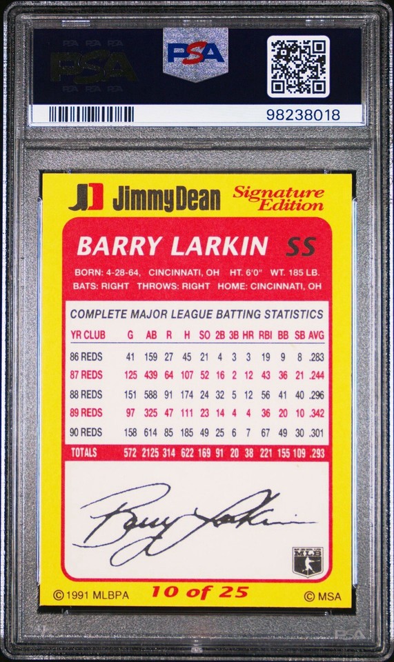 1991 Jimmy Dean #10 Barry Larkin PSA 7 | eBay
