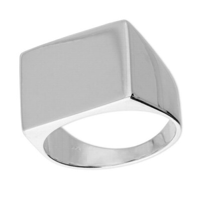 Men's Heavy Oblong Signet Ring Solid Sterling Silver Full Hallmark Size ...