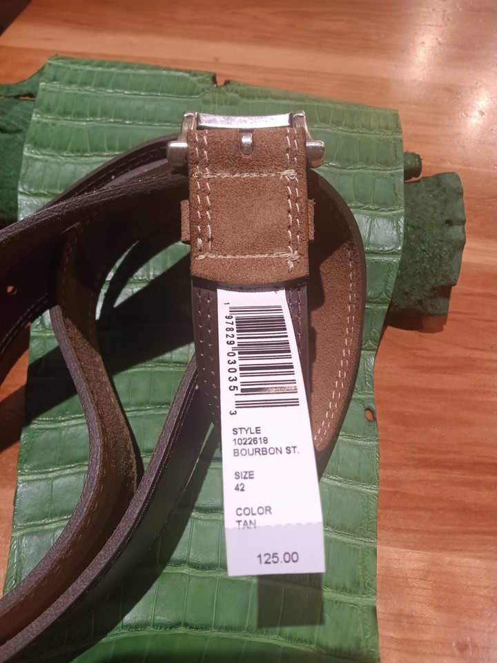 ALLEN Edmonds USA belt Italian Suede light Mocca retail $125 sale 35 | eBay