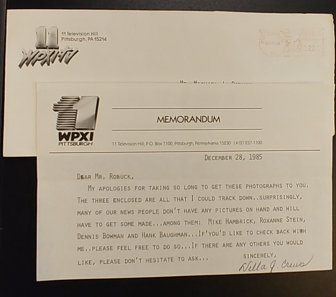 Della Crews Autographed Letter 1985 WPXI Pittsburgh Anchor | eBay