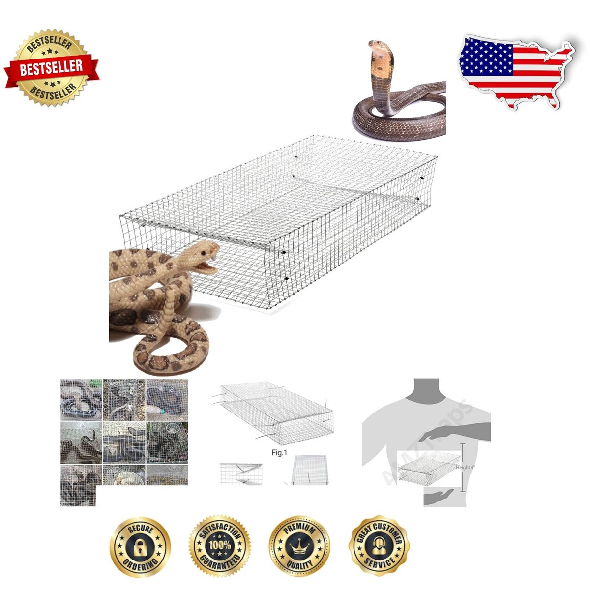Dual Entrance Snake Cage Trap 24 Inch Snake Trap Cage - Dual Entrance ...