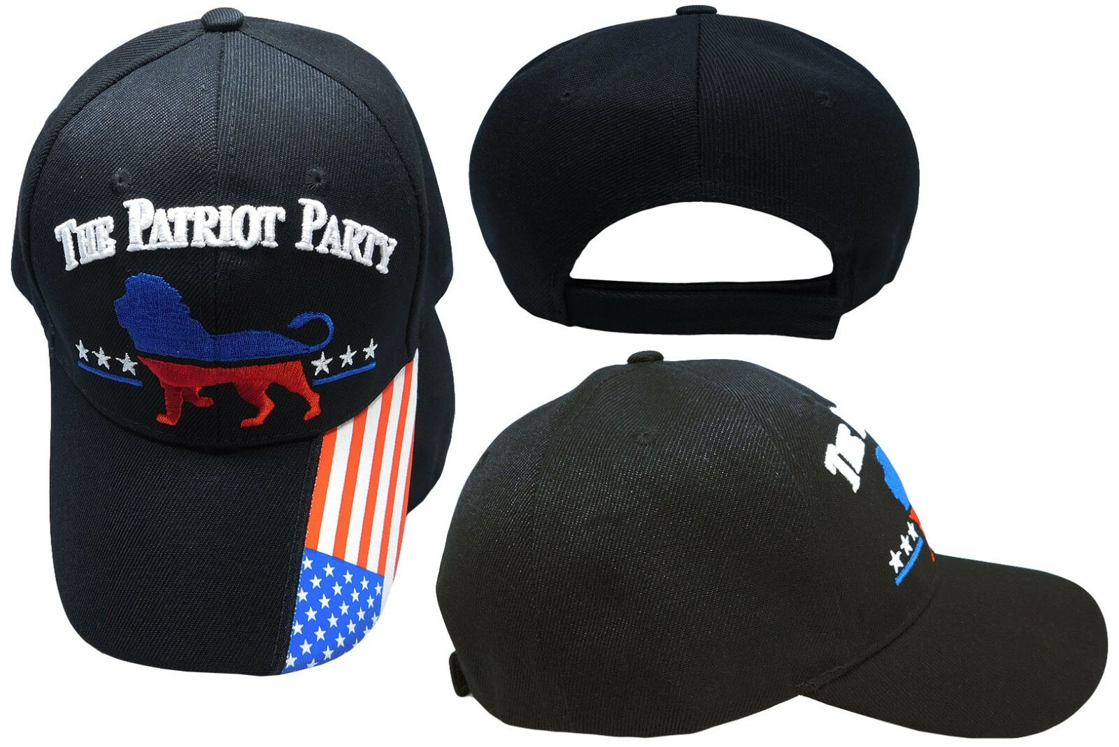 The Patriot Party TRUMP Lion Black USA Flag Embroidered Hat Cap | eBay