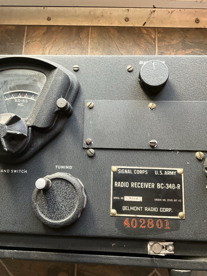 VINTAGE SIGNAL CORPS RADIO RECEIVER BC-348-6 WITH MOUNT BRACKET AS IS ...