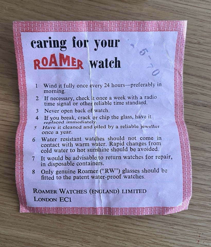 Vintage Roamer Roto 44 Date Automatic Watch With Original Box ...