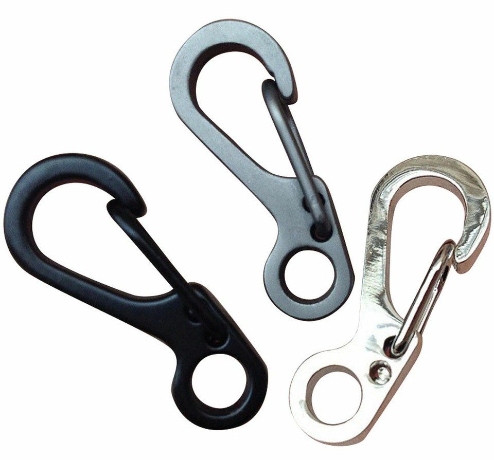 Black, Silver, Grey CARABINER CLIP small key chain SNAP HOOK keyring ...