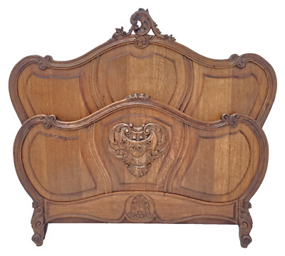 Antique French Louis XV Rococo Carved Oak Bed Queen / King Adaptable ...