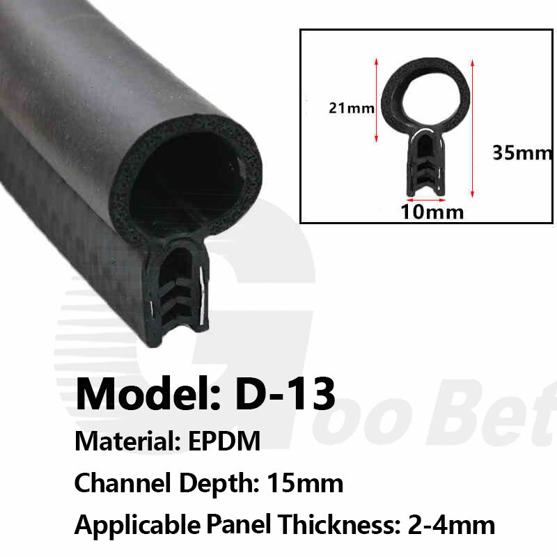 Car Finned Rubber Edge Trim Seal U Profile Van Boat Truck Door Bonnet ...