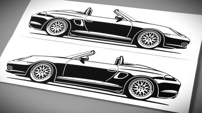 Porsche 986 Boxster Aufkleber Silhouette Porsche 986 Boxster Sticker ...