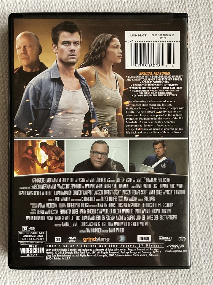 Fire With Fire (DVD, 2012) Bruce Willis, Rosario Dawson, Josh Duhmel ...