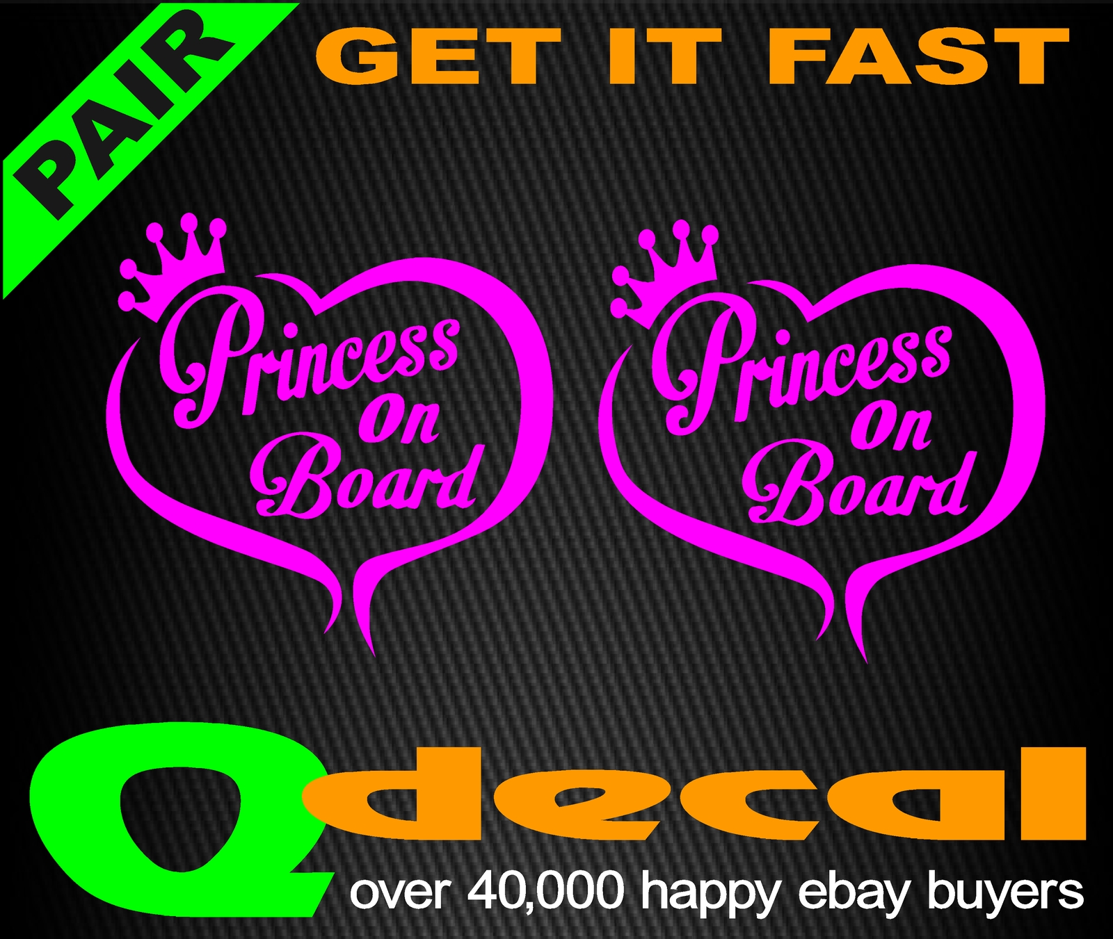 2x PRINCESS ON BOARD Stickers Princess Baby on Board Car Window Sticker ...