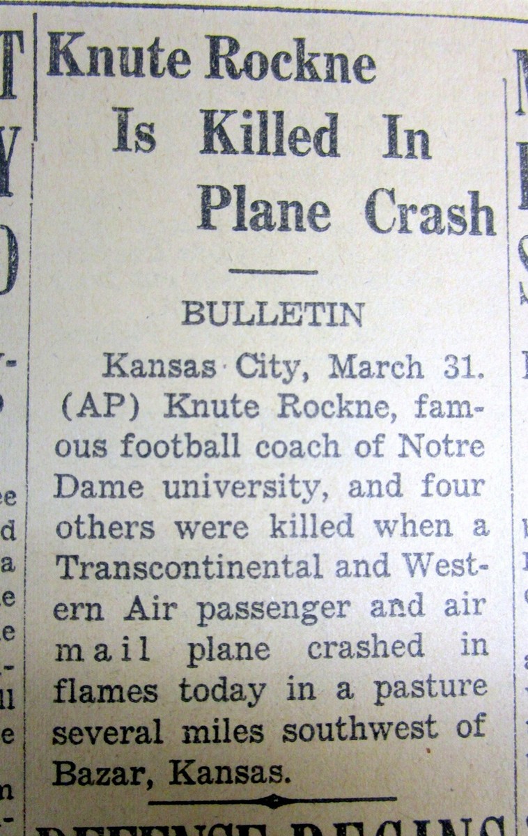 Knute Rockne Plane Crash Memorial Honors 85th Anniversary Of Flint