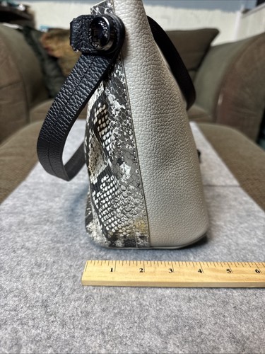 botkier Leather Snakeskin Embossed Crossbody Bucket Bag Made In Brazil ...