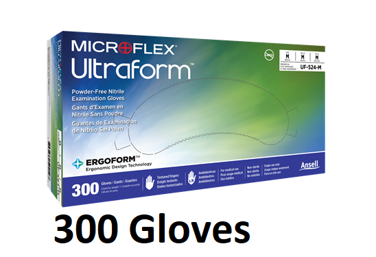 Microflex UF524L Nitrile P Ultraform Safety Gloves, Large - 300 Piece ...