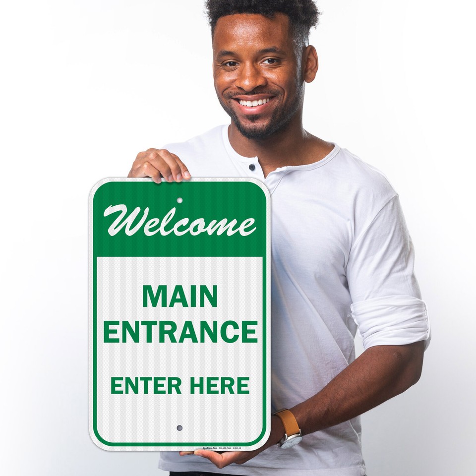 Main Entrance - Enter Here Sign, | eBay