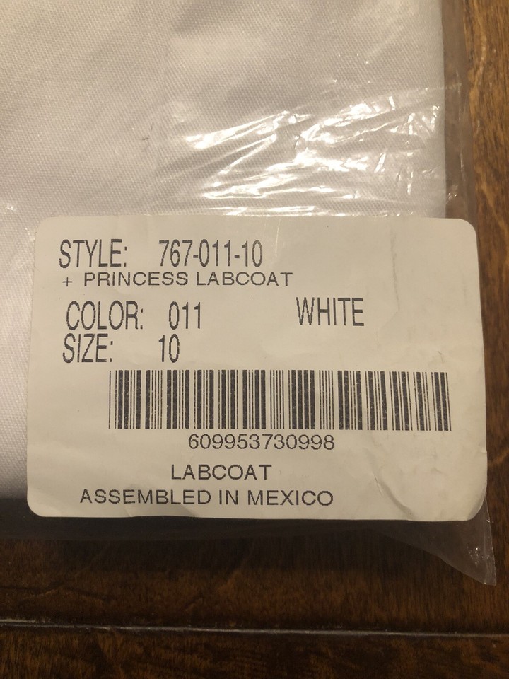 META Princess Lab coat Style 767-011-10 White Size 10 Sealed In ...