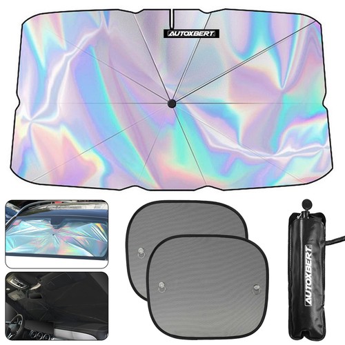 3× Car Windshield Sun Shade Foldable Umbrella Front Side Window Mesh ...