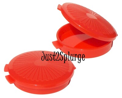 Tupperware Set 2 Pill Keepers Mini Round Hinged Clamshell Pocket ...