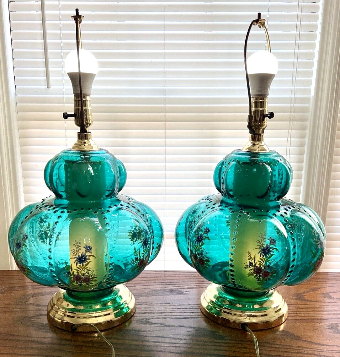 2 Green Glass Lamps for sale | Only 3 left at -60%
