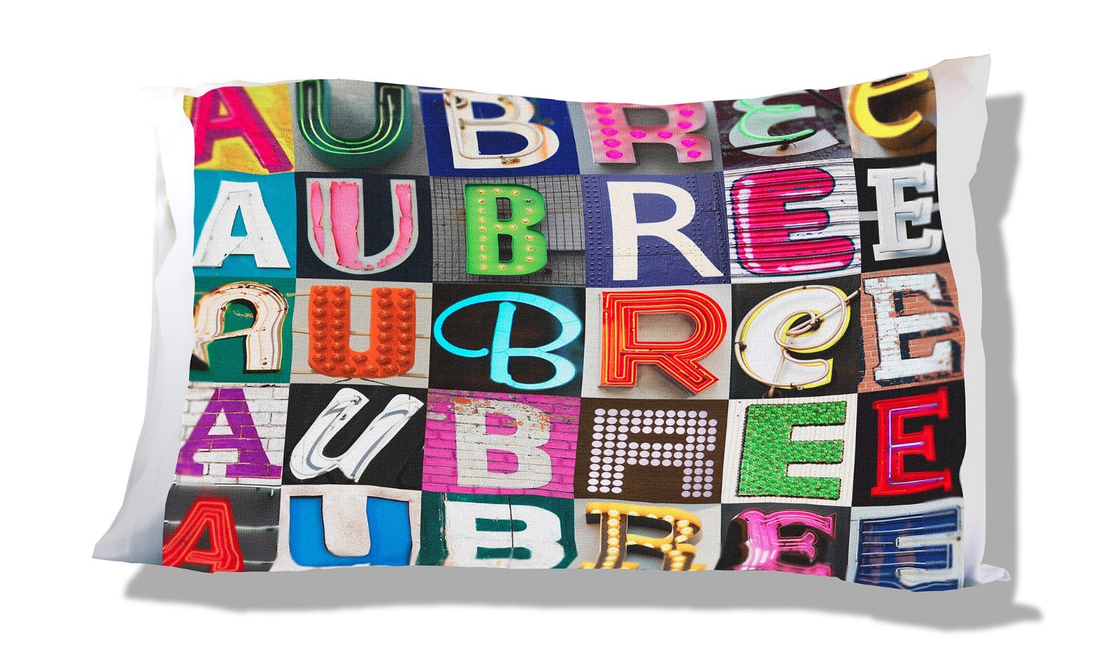 AUBREE Personalized Pillowcase featuring the name in photos of sign ...