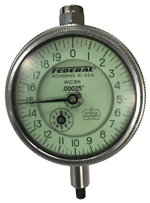 Federal WC3K Dial Indicator with Lug Back, 0-.050" Range, .00025 ...