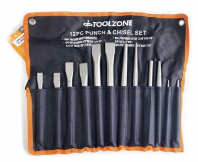 COLD PUNCH AND CHISEL SET 12PC HARDENED STEEL WITH WALLET - TOOLZONE ...
